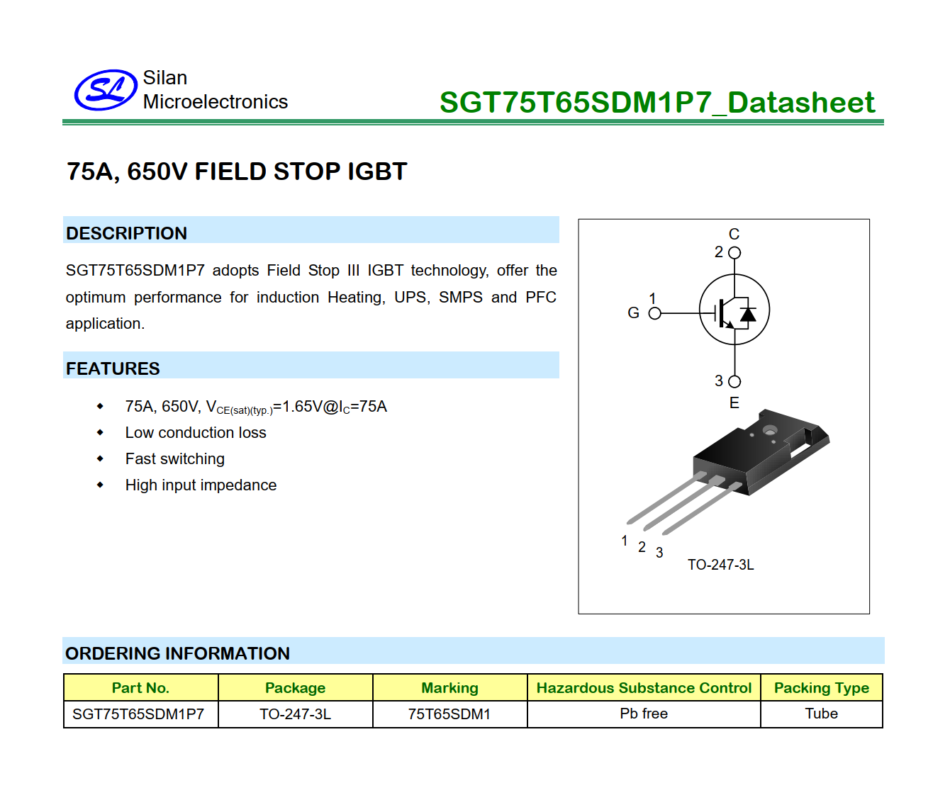 SGT75T65SDM1P7 IGBT 75A 650V Mới Chính Hãng 75T65S · Công Ty TNHH TM ...